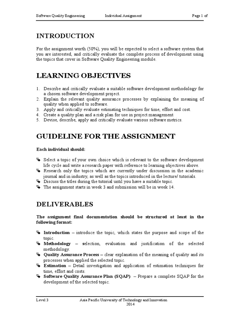 Individual Assignment Level 3 SQE | PDF | Software Development Process ... Individual Assignment Level 3 SQE | PDF | Software Development Process ...