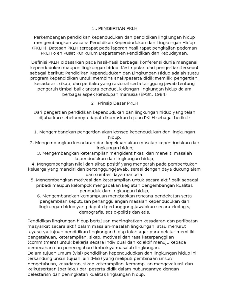 1.pengertian PKLH Serta Tujuanx | PDF