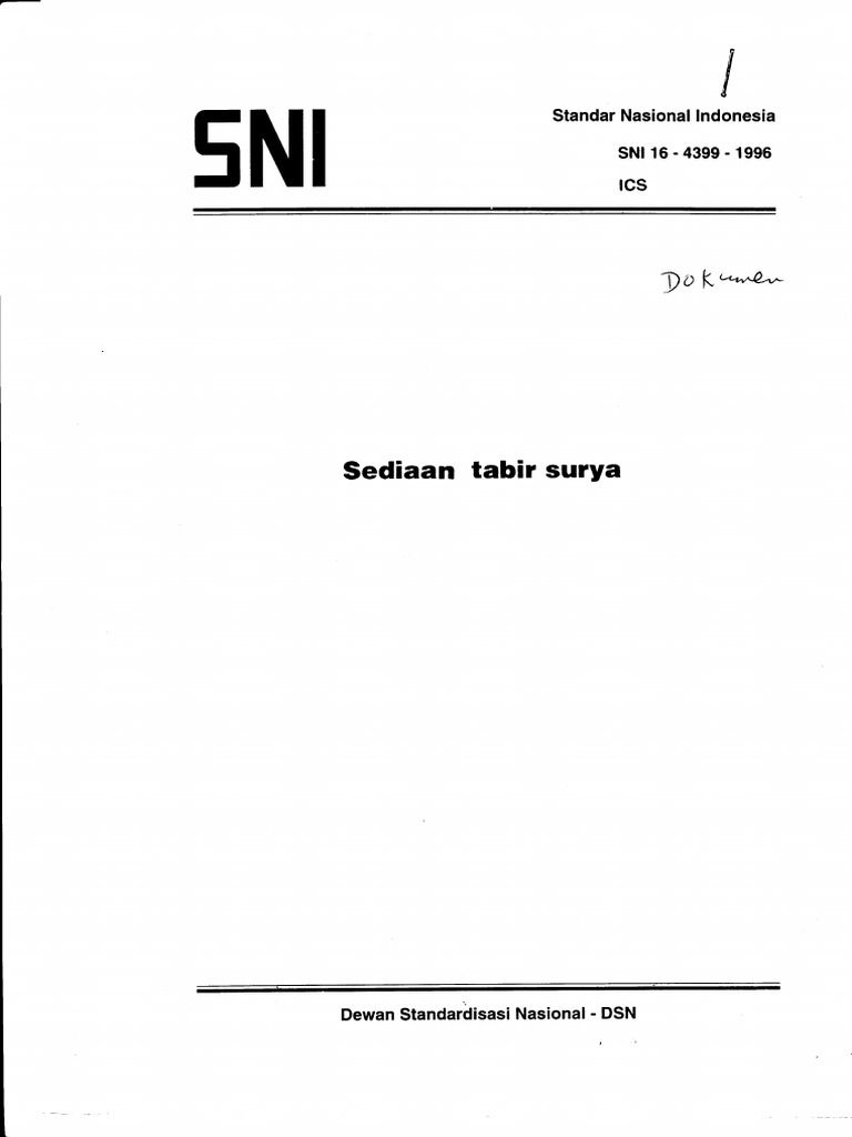 Sni 2016-4399-1996 (Tabir Surya) | PDF