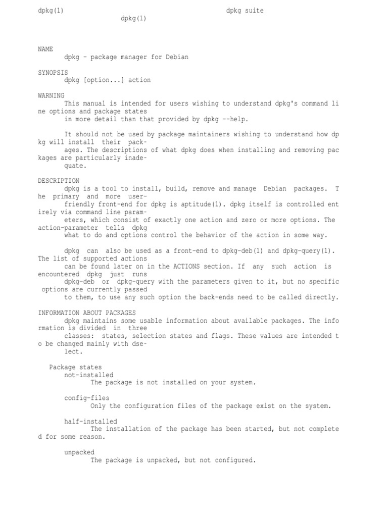 DPKG | PDF | Advanced Packaging Tool | Command Line Interface