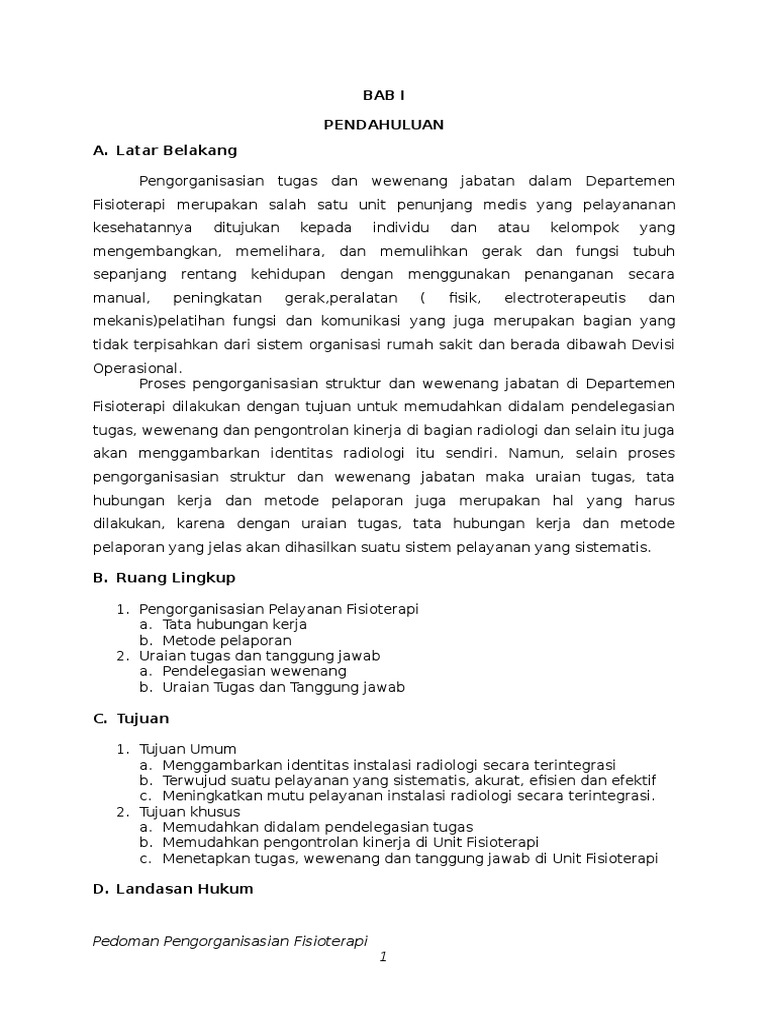 Pedoman Pengorganisasian Fisioterapi | PDF