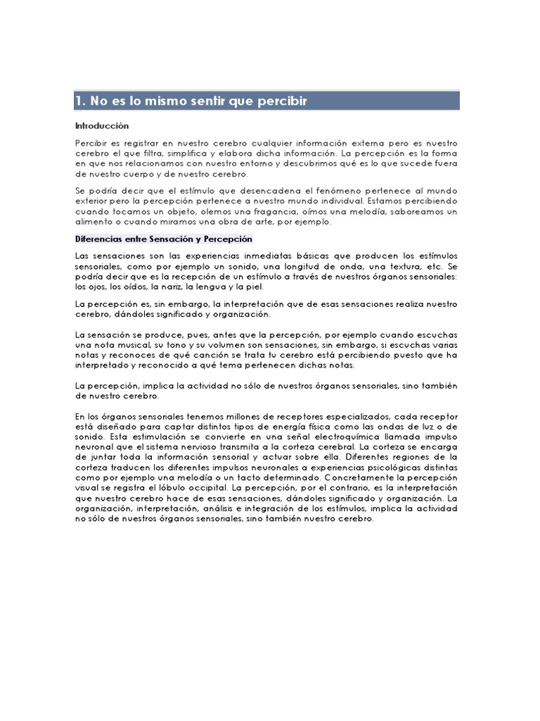 Sentir y Percibir | PDF | Ojo humano | Percepción