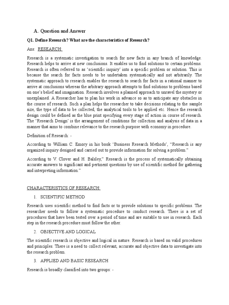 Question and Answer of Research Methodology | PDF | Survey Methodology ...