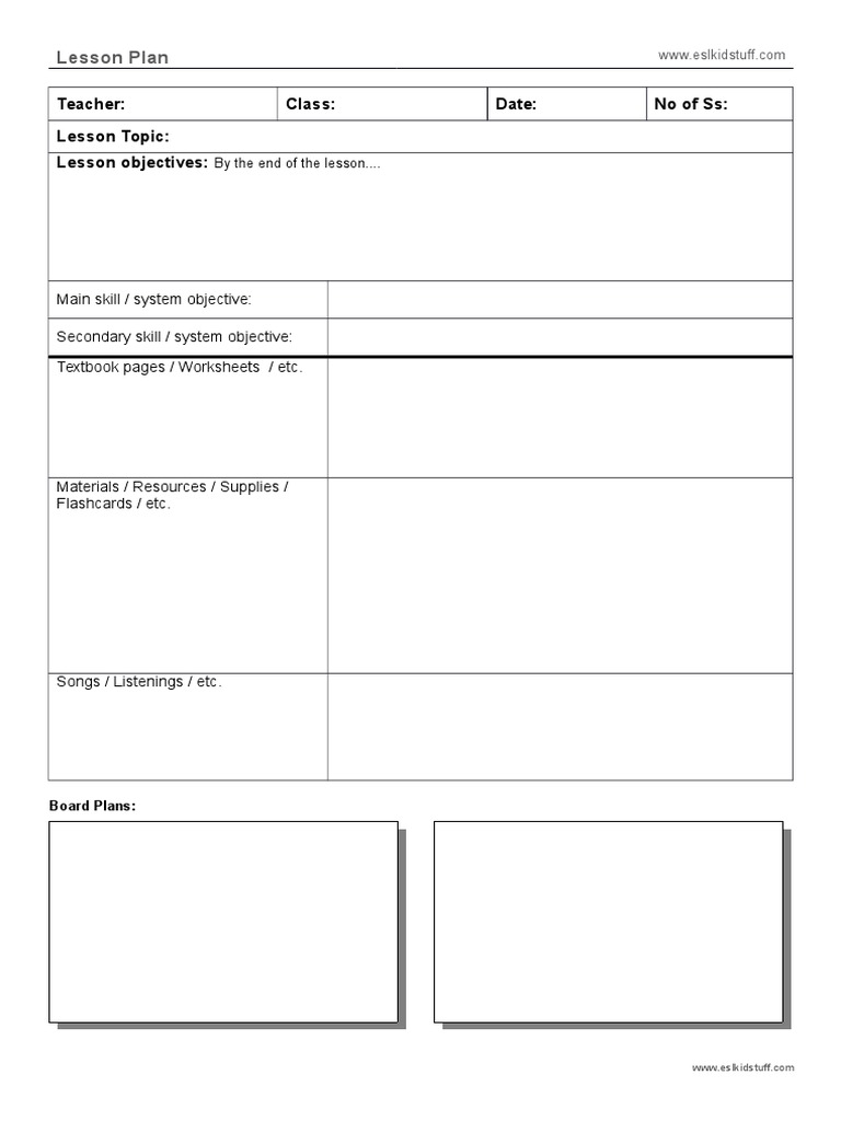 ESL Lesson Plan Template | PDF