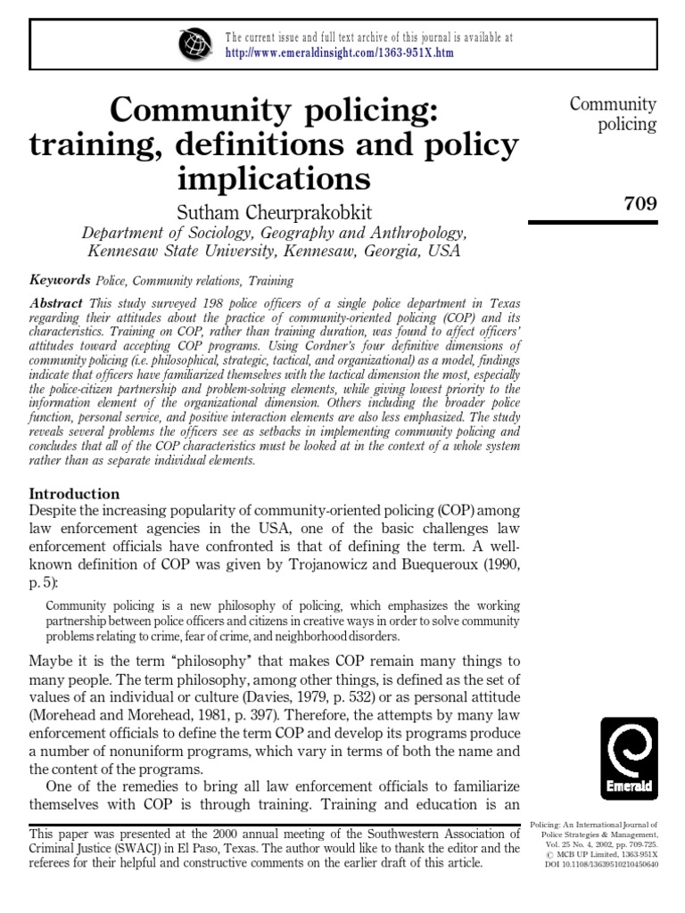 Community policing.pdf | Community Policing | Survey Methodology