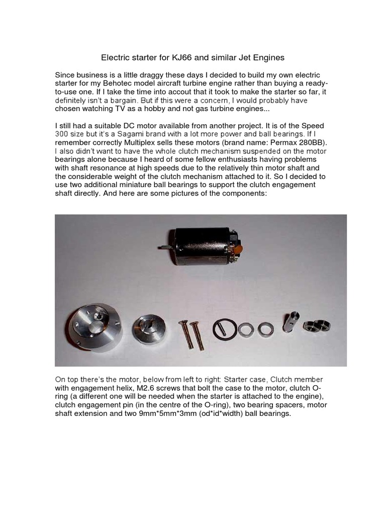 Electric Starter For KJ66 and Similar Jet Engines | PDF | Clutch ...