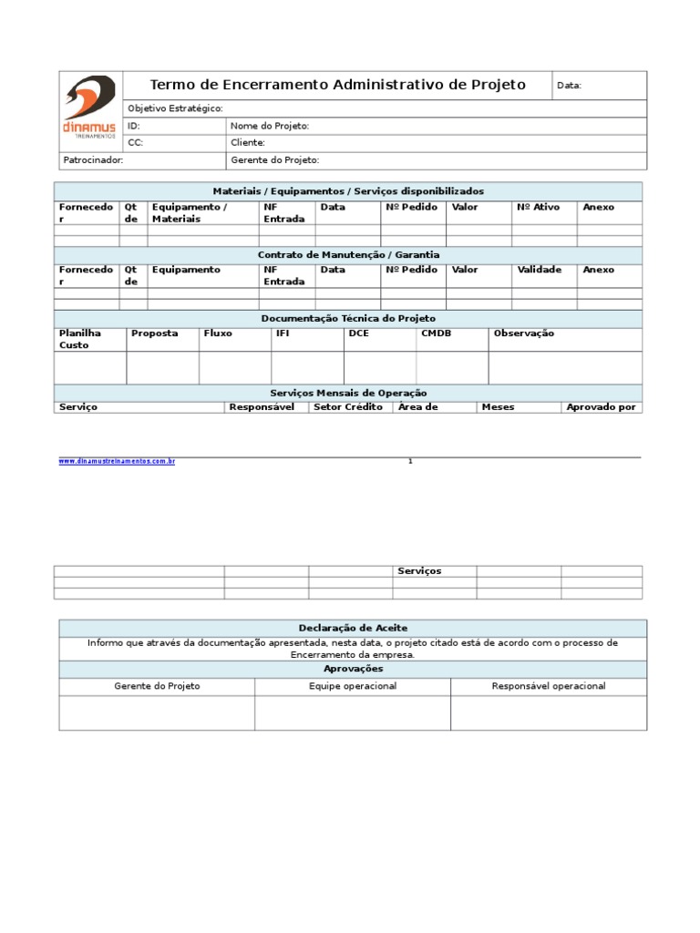 Termo de Encerramento Administrativo de Projeto | PDF | Negócios