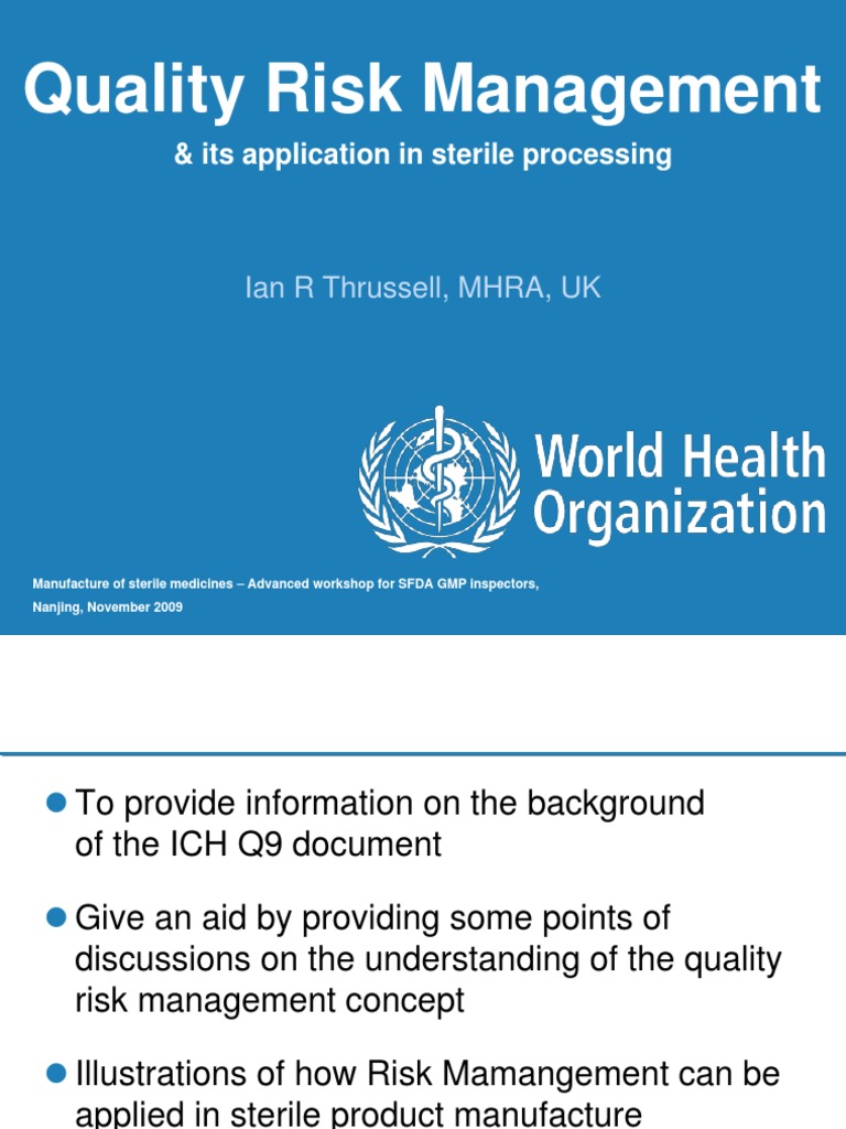 Quality Risk Management WHO | PDF | Risk Management | Hazard Analysis ...
