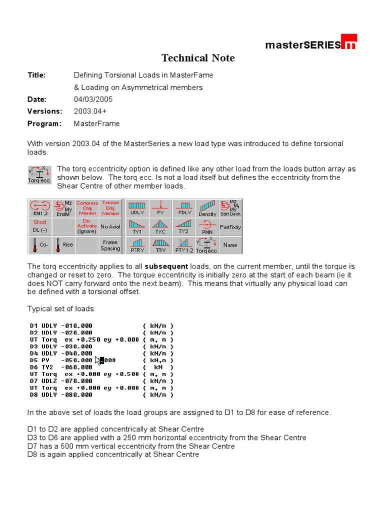 Torsional Load Definition in MasterFrame | PDF