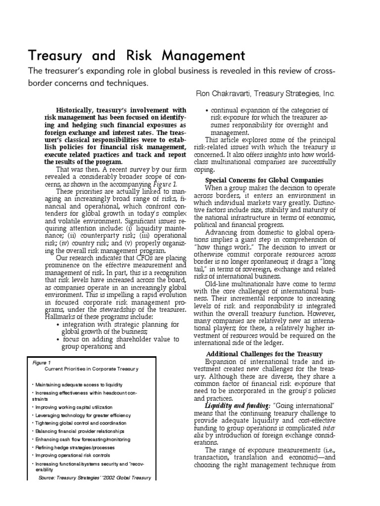 Treasury Risk Management | PDF | Risk | Market Liquidity