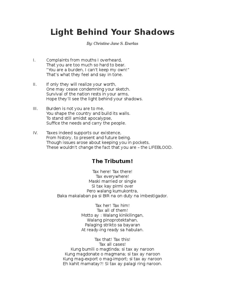 The Lifeline of the Nation: A Poem on the Importance of Taxation | PDF