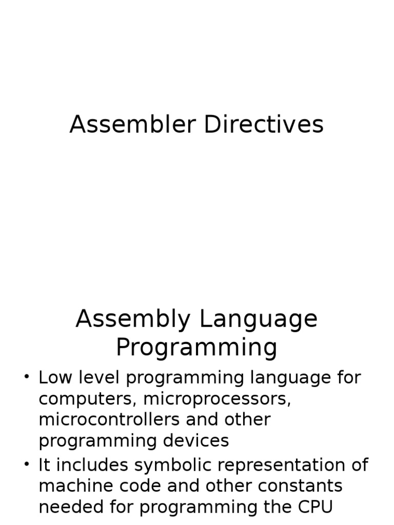 Assembler Directives | PDF | Assembly Language | Instruction Set