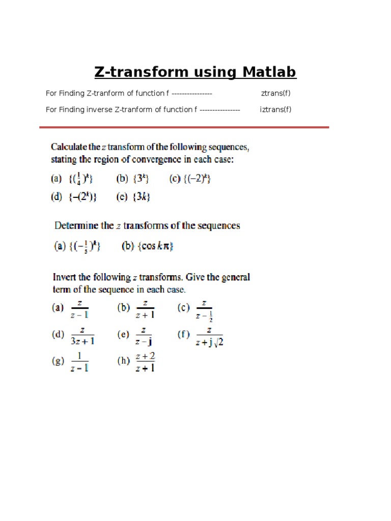 Z Transform Mathematics | PDF