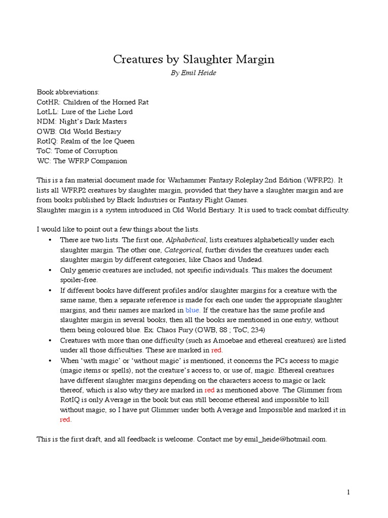 Creatures by Slaughter Margin PDF | PDF | Fantasy | Campaign Settings