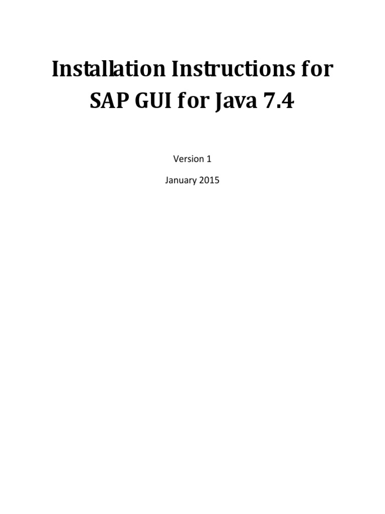 Installation Instructions For SAP GUI For Java 74 v1 | PDF | Java (Software Platform) | Java ...