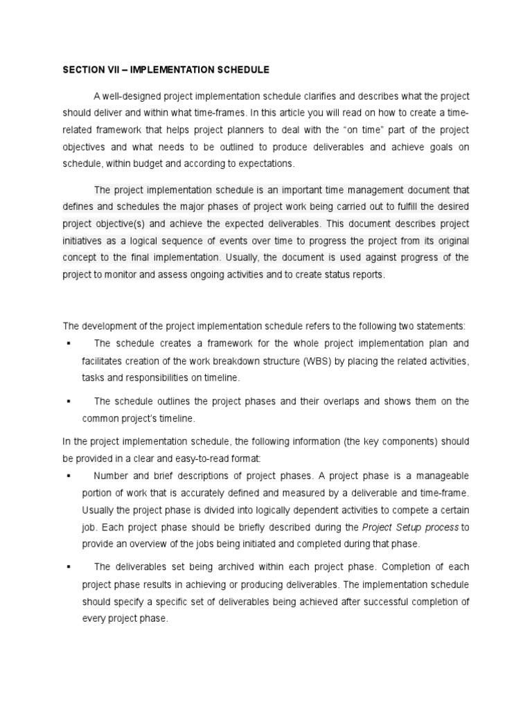 Creating a Comprehensive Project Implementation Schedule: Outlining the ...