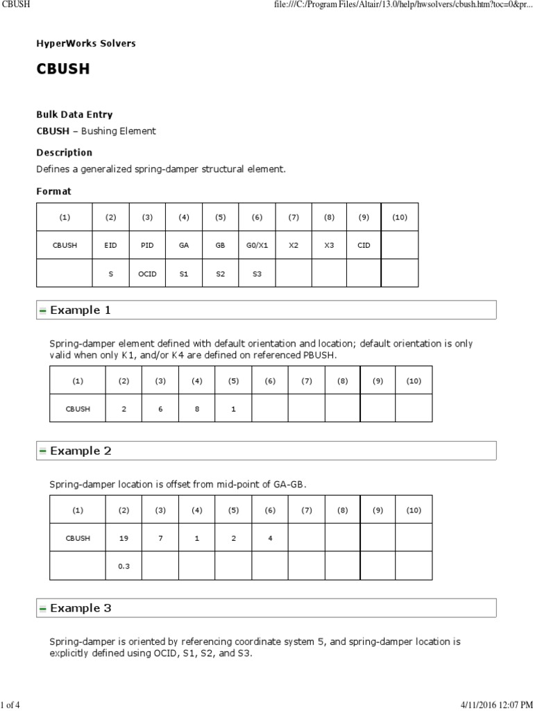 CBUSH | PDF | Cartesian Coordinate System | Euclidean Vector