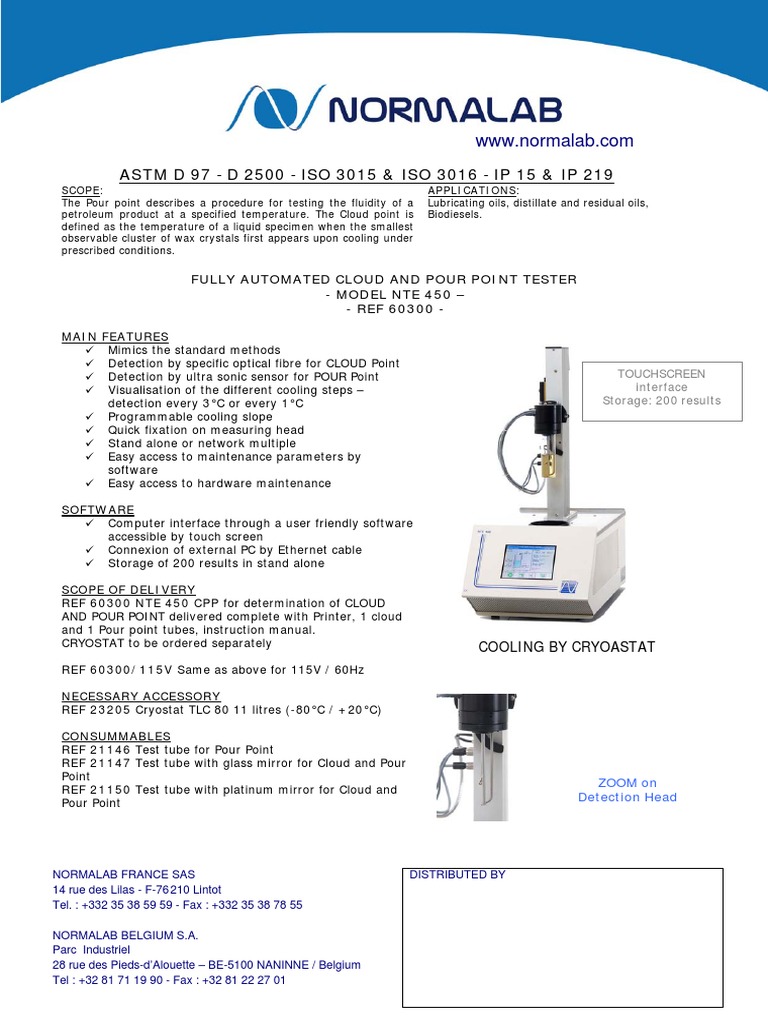 D97 NTE450 Automated Cloud and Pour Point Tester | PDF | Cloud ...