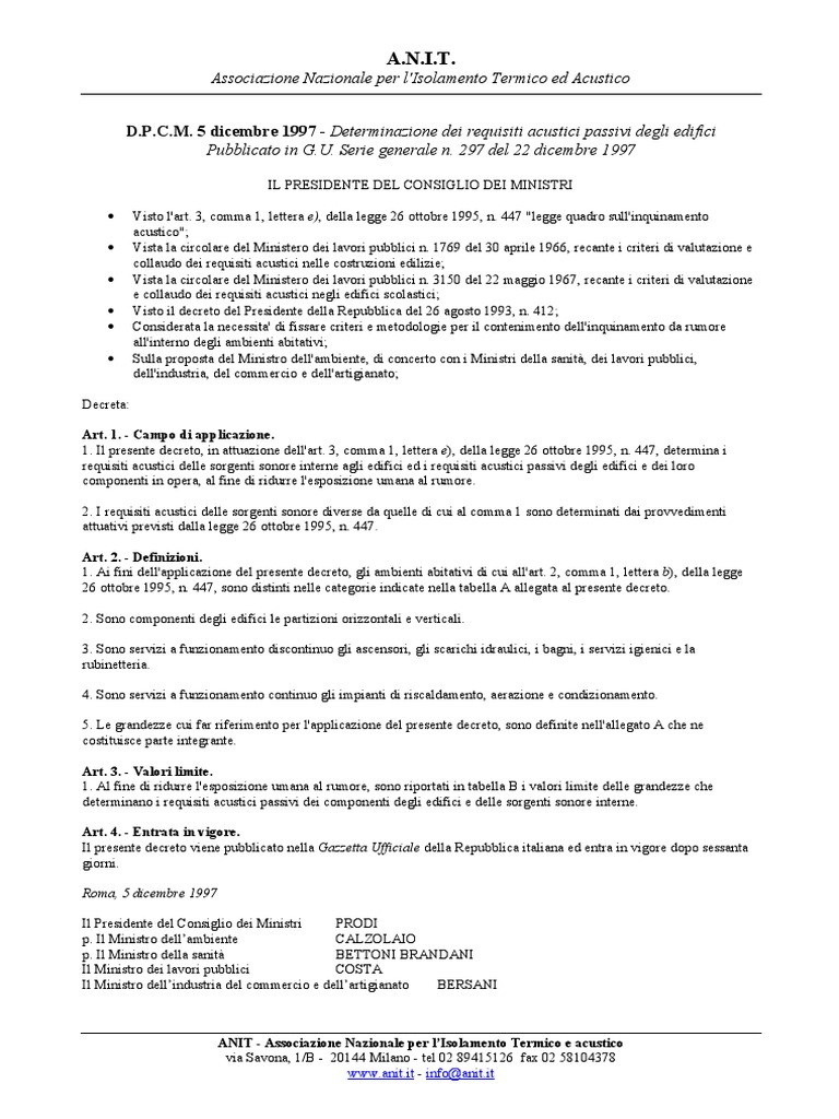 DPCM 5 Dicembre 1997 PDF | PDF