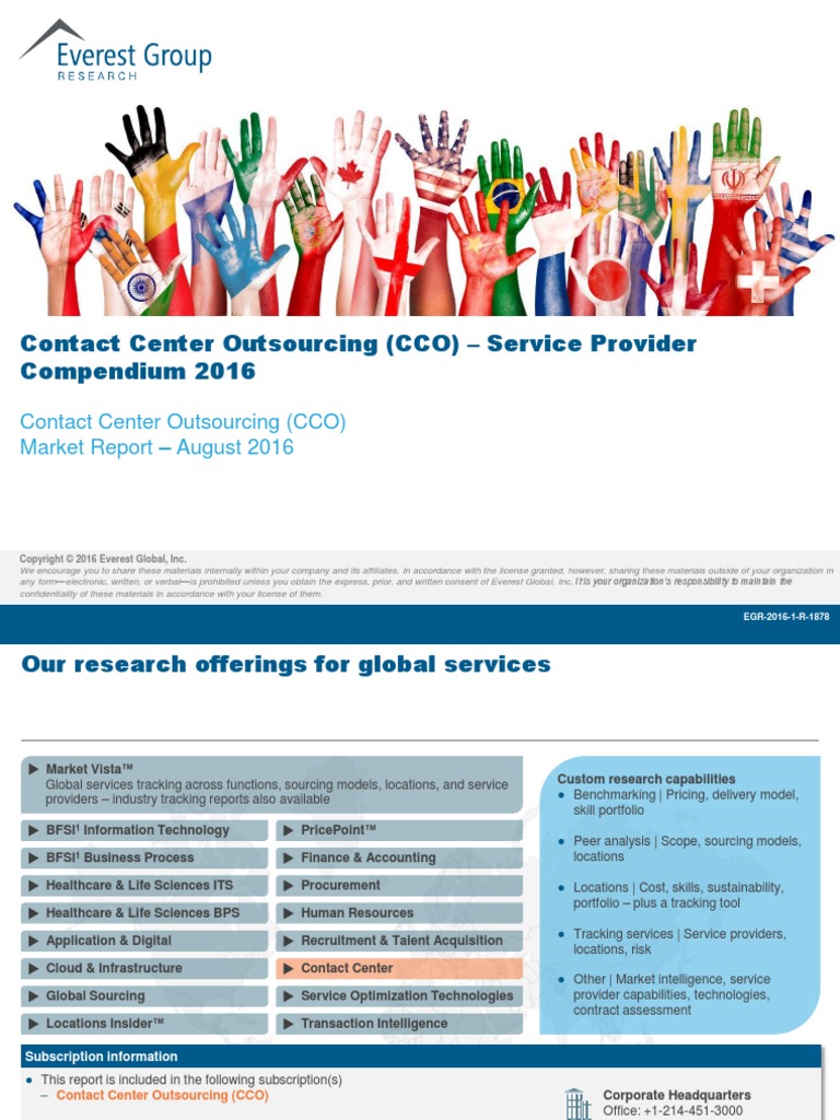 Contact Center Outsourcing CCO Service Provider Compendium 201 | PDF ...