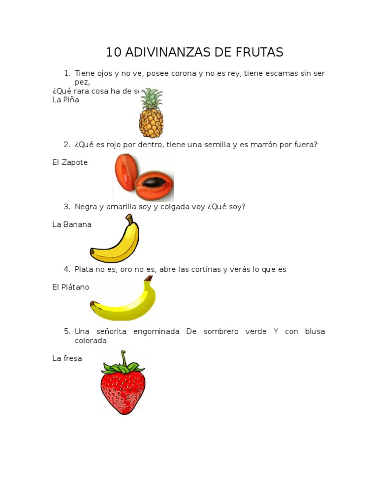 10 Adivinanzas de Frutas | PDF