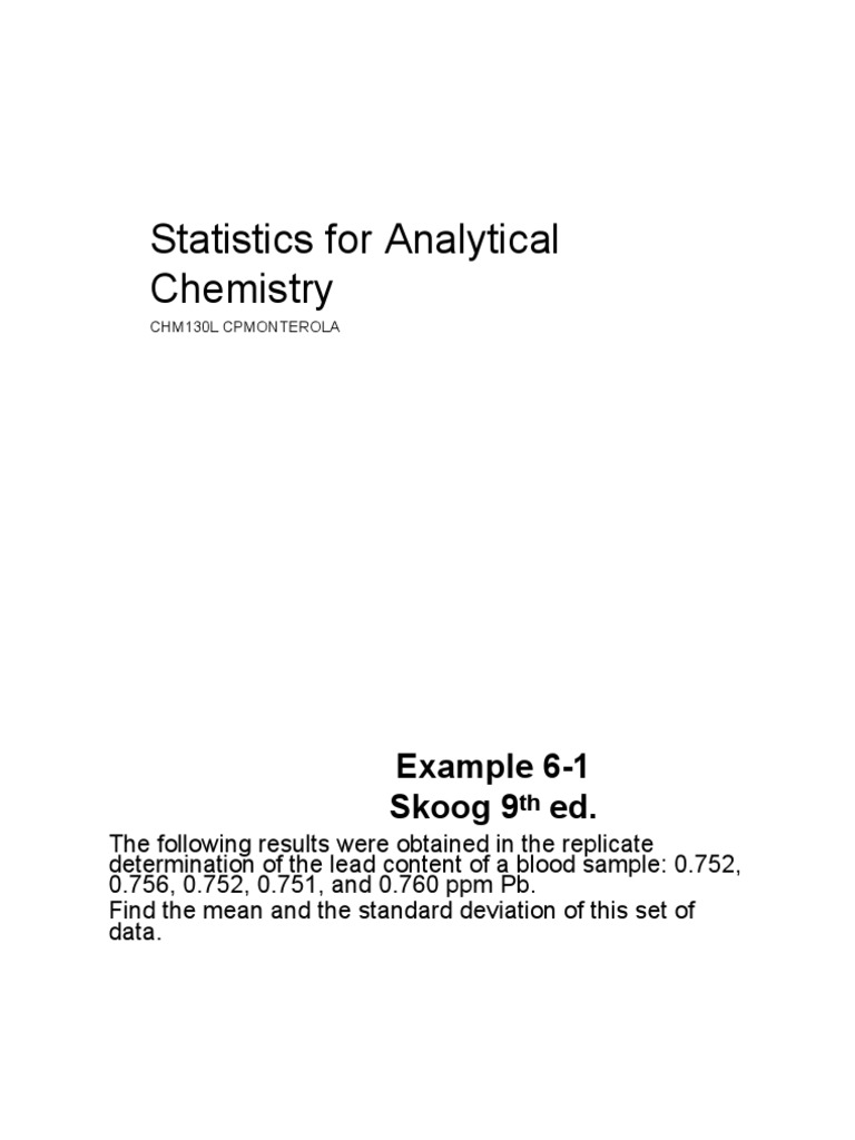 Analytical Chemistry Calculations | PDF | Coefficient Of Variation ...