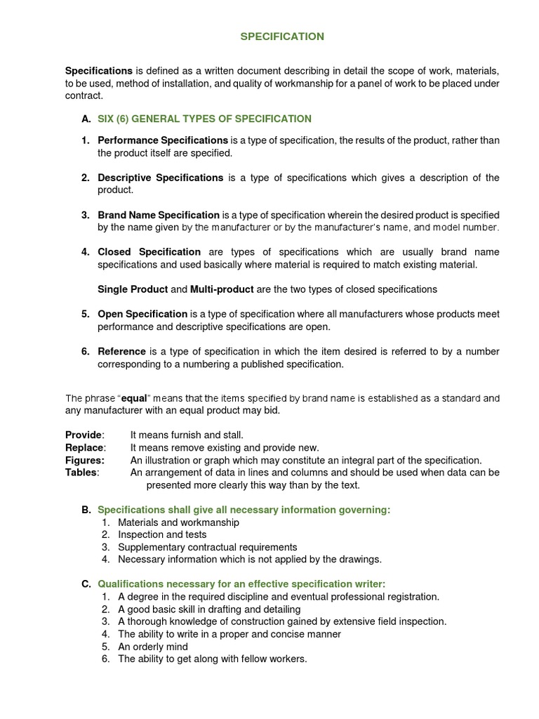 Specification | PDF | Carpentry | Specification (Technical Standard)