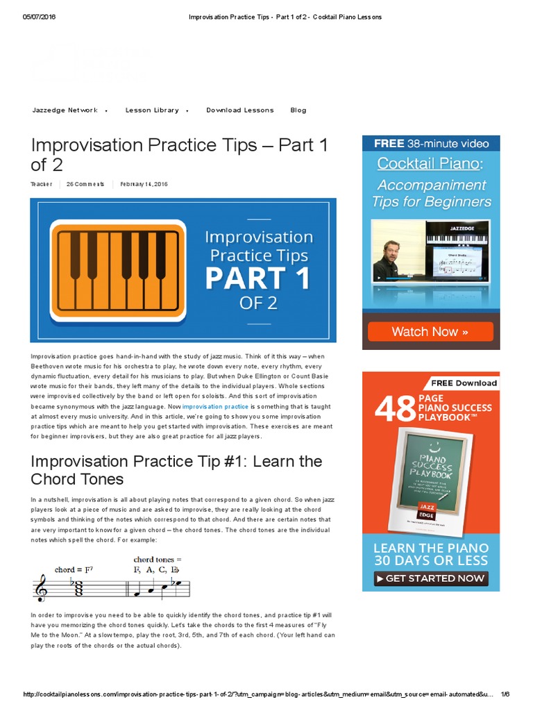 Improvisation Practice Tips - Part 1 of 2 - Cocktail Piano Lessons ...