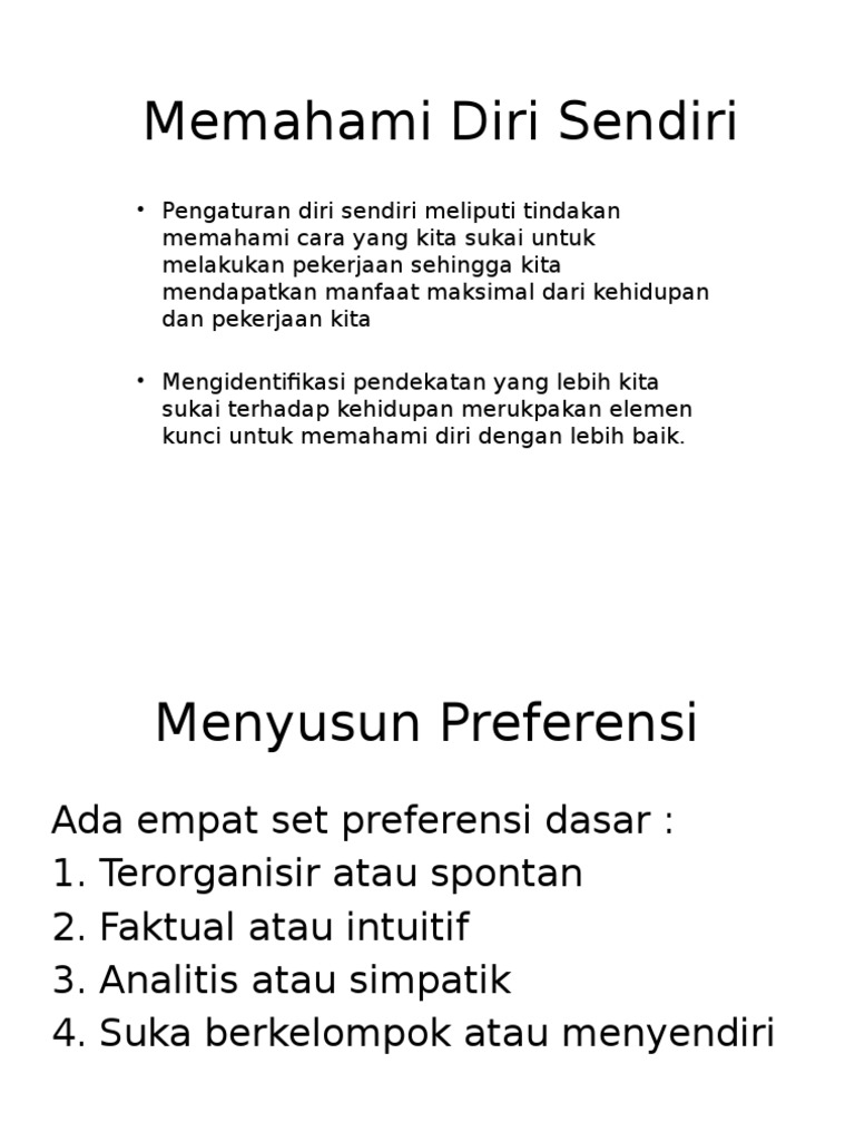 Memahami dan Mengatur Diri Sendiri | PDF