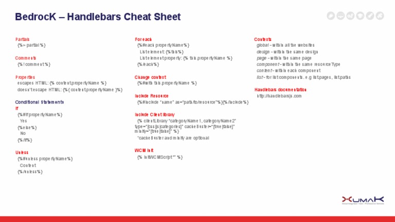 Handlebars Cheat Sheet - v1.1 | PDF