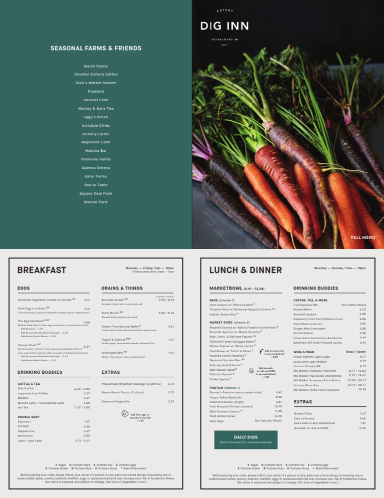 Dig Inn Menu | Cuisine | Food And Drink