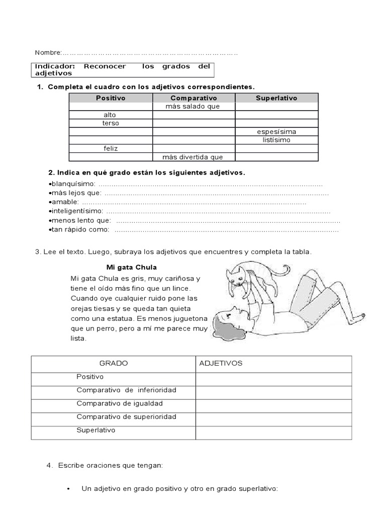 Act. Adjetivo - Grados | PDF