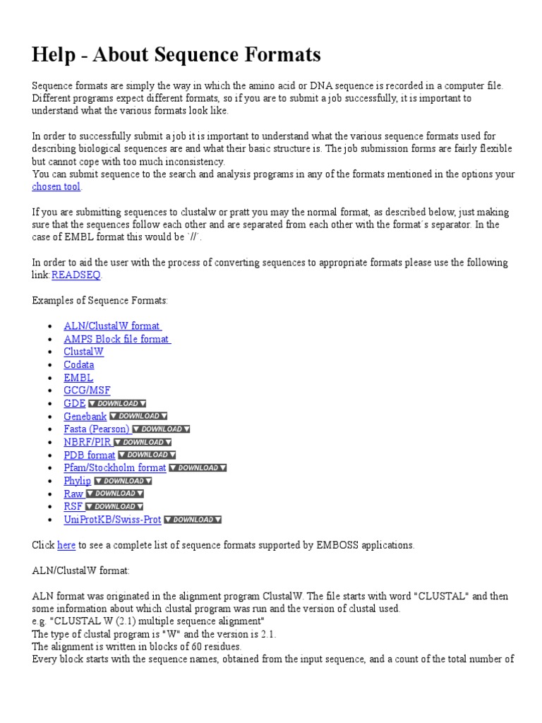 Sequence Formats | Download Free PDF | Sequence Alignment | Life Sciences