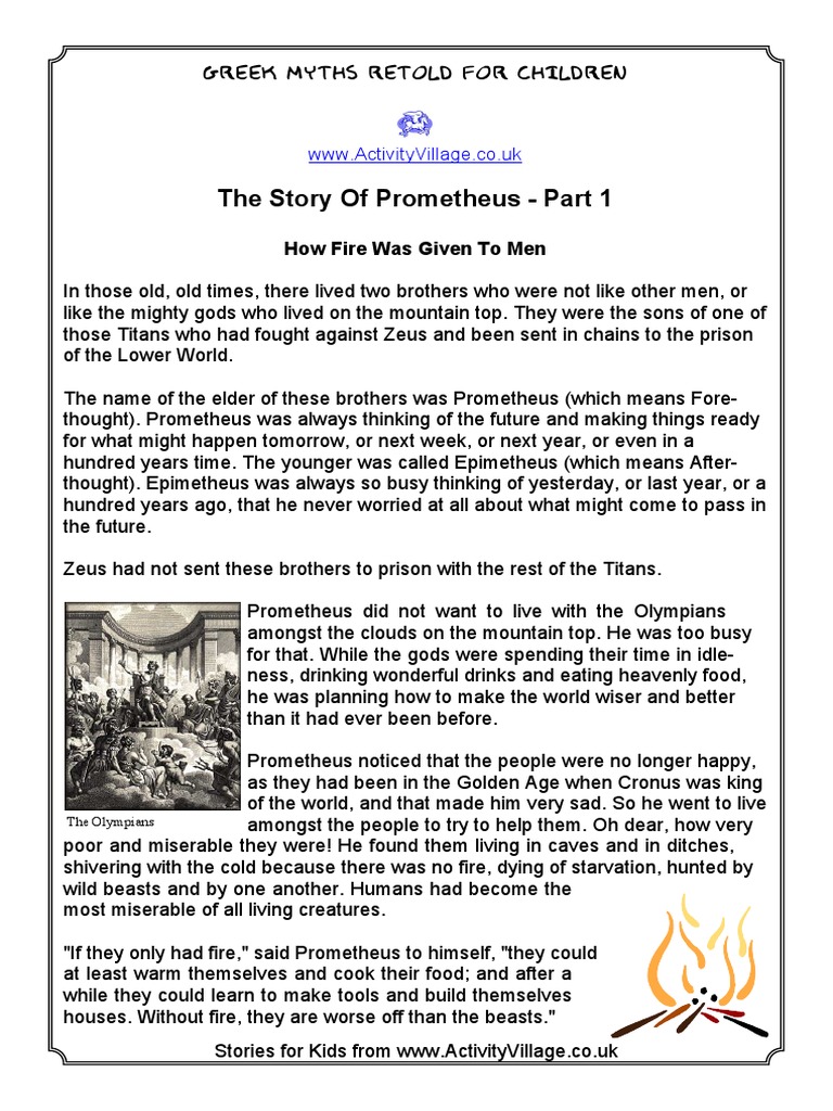 6th Grade Ela - The Story of Prometheus - Part 1 - Summer 2015 | PDF ...