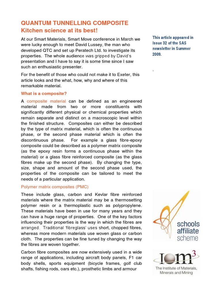 Quantum Tunnelling Composite | PDF | Quantum Tunnelling | Composite Material