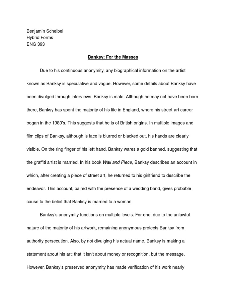 ENG 393 Banksy Paper | PDF | Graffiti | Street Art