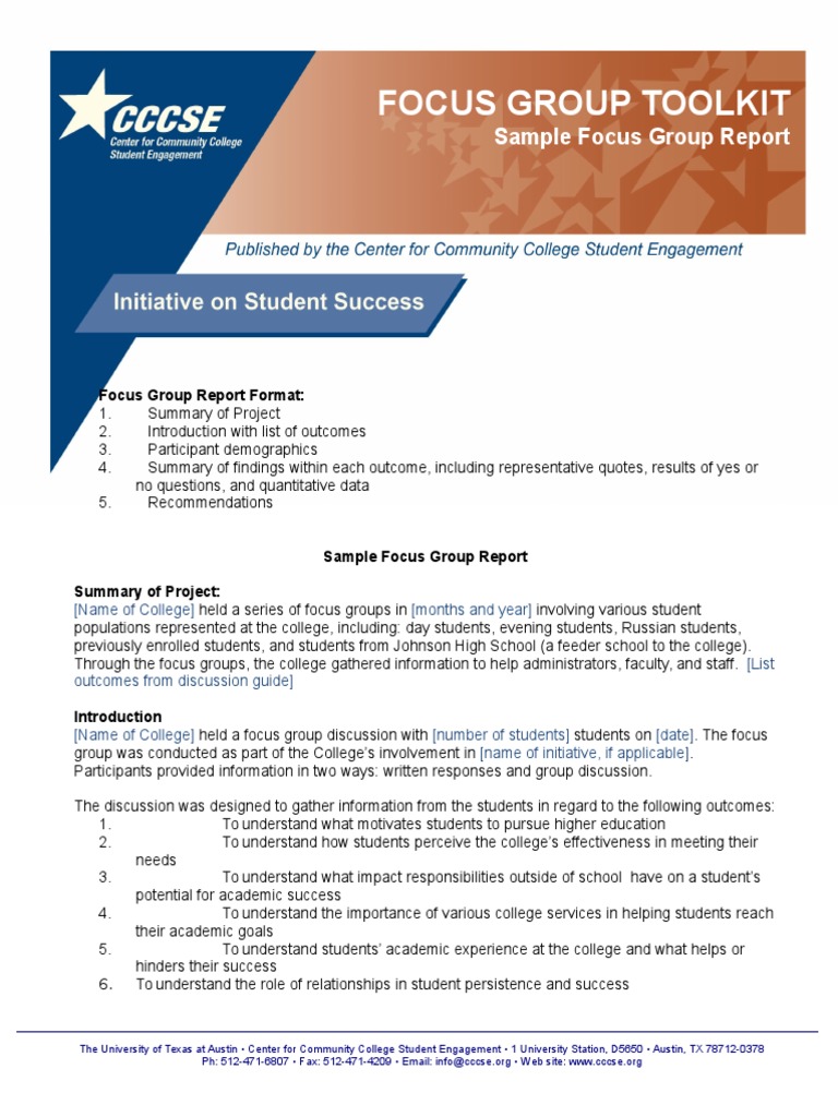 FG Toolkit-Sample Focus Group Report | Download Free PDF | Focus Group ...