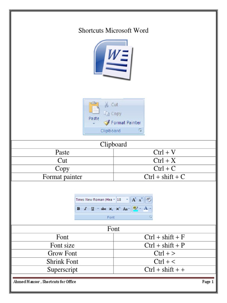 اختصارات برامج الأوفيس | PDF