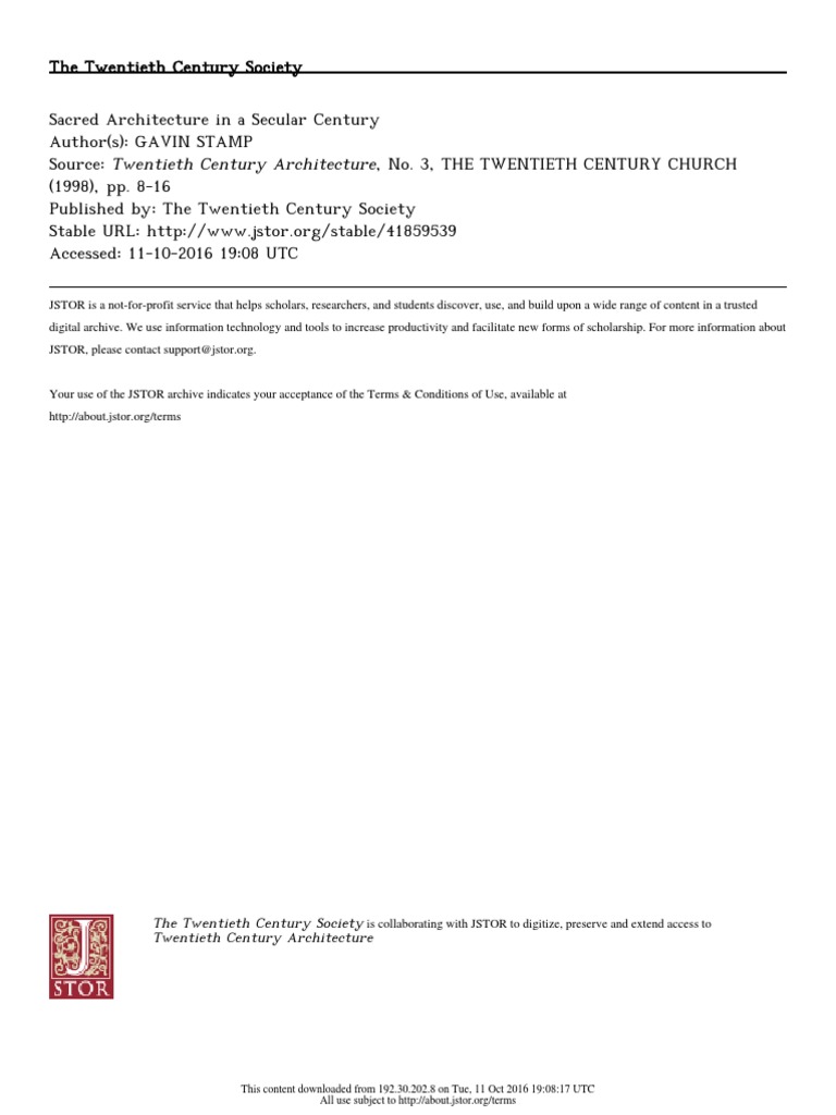 TWA - Sacred Architecture in A Secular Century | PDF | Gothic ...