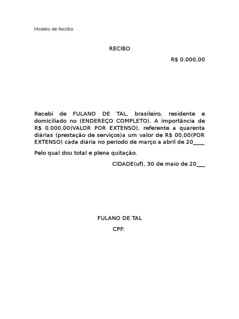 Modelo de Recibo | PDF