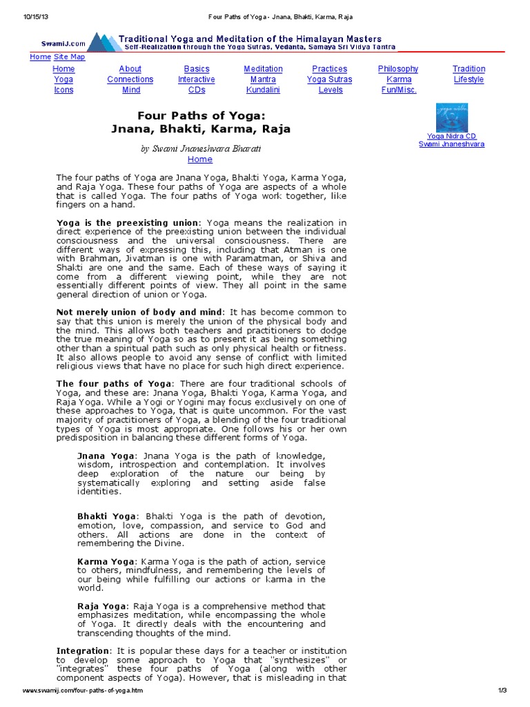 Paths Of Yoga Jnana Bhakti Karma Raja Download Free Pdf Bhakti