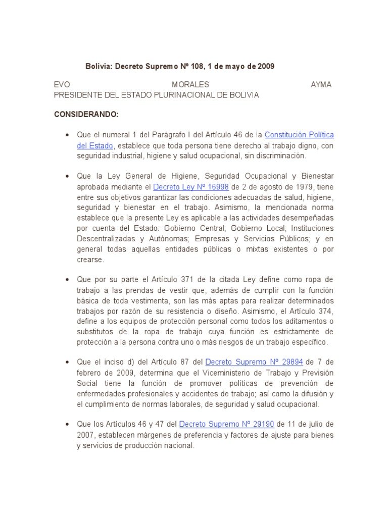 Decreto que establece la obligatoriedad de proveer ropa de trabajo y ...