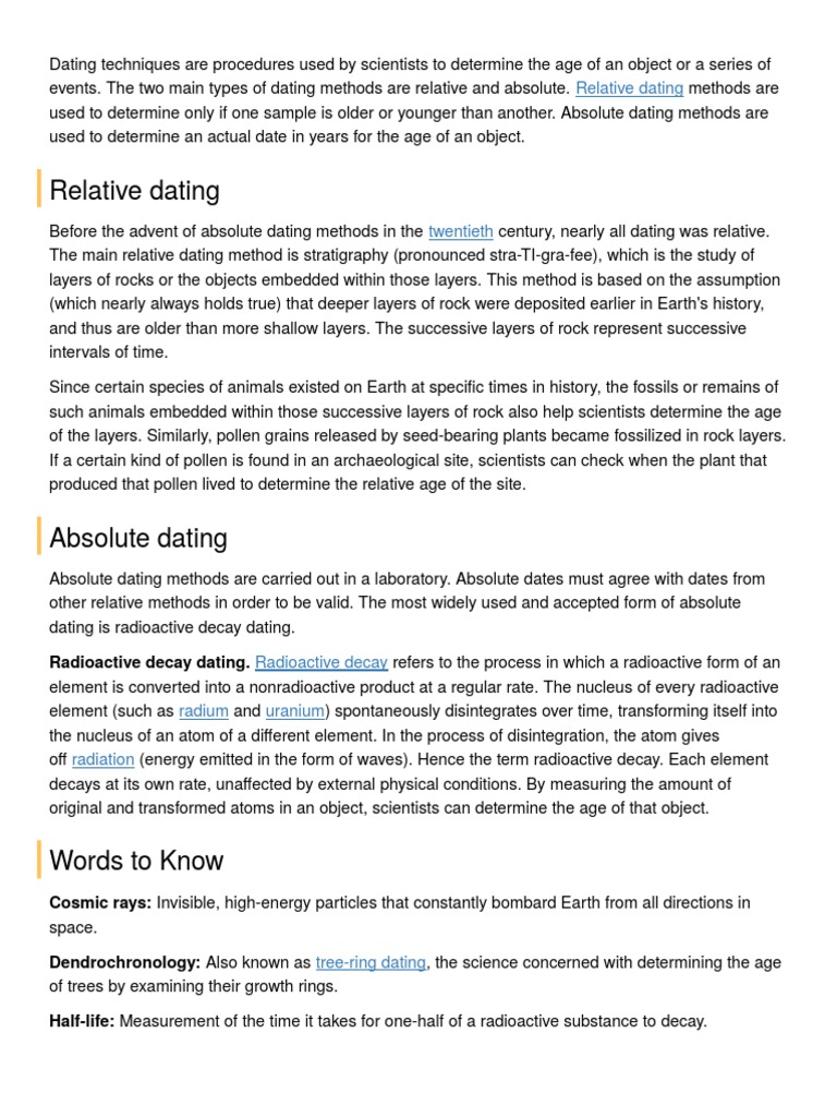 Absolute and Relative Dating | PDF | Radioactive Decay | Atoms