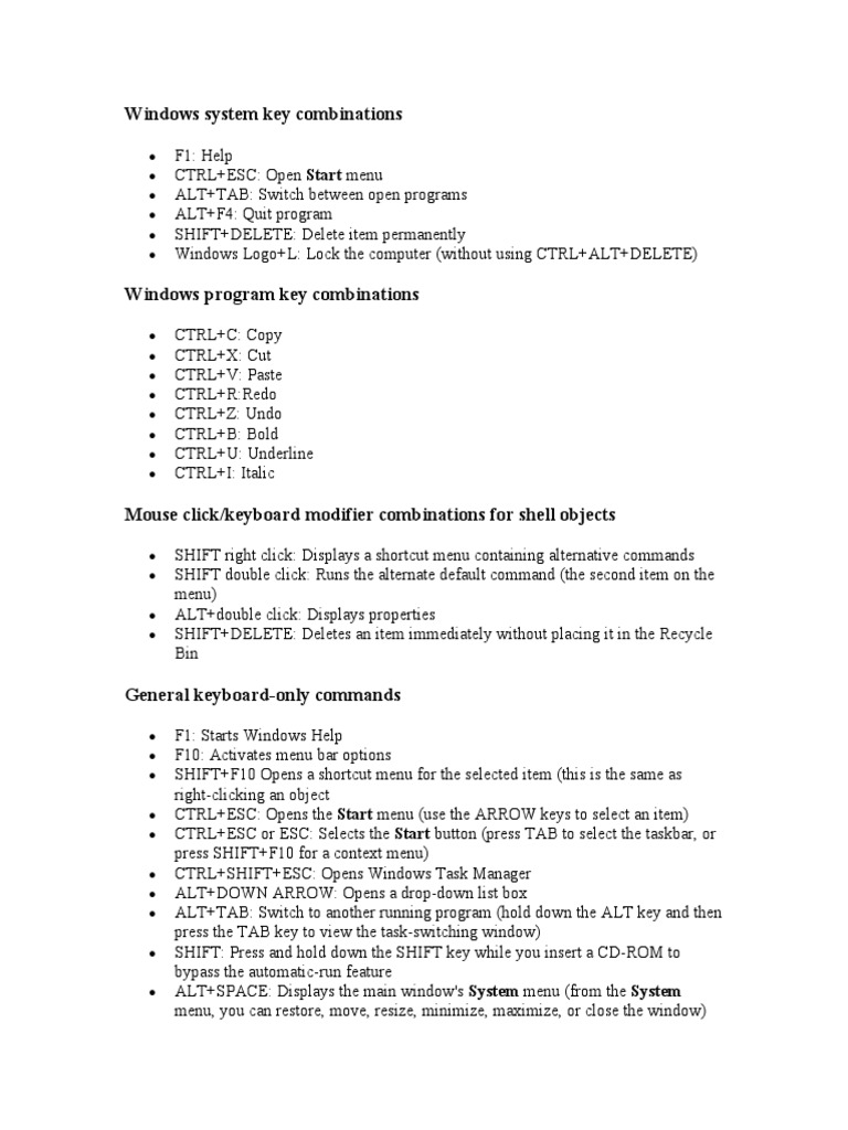 Key Board Short Cut Pdf Window Computing Computer Keyboard