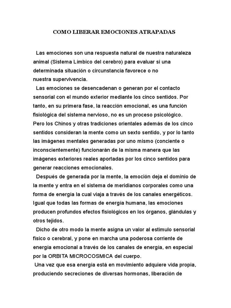 Liberación de Emociones Atrapadas | PDF | Relaciones personales ...