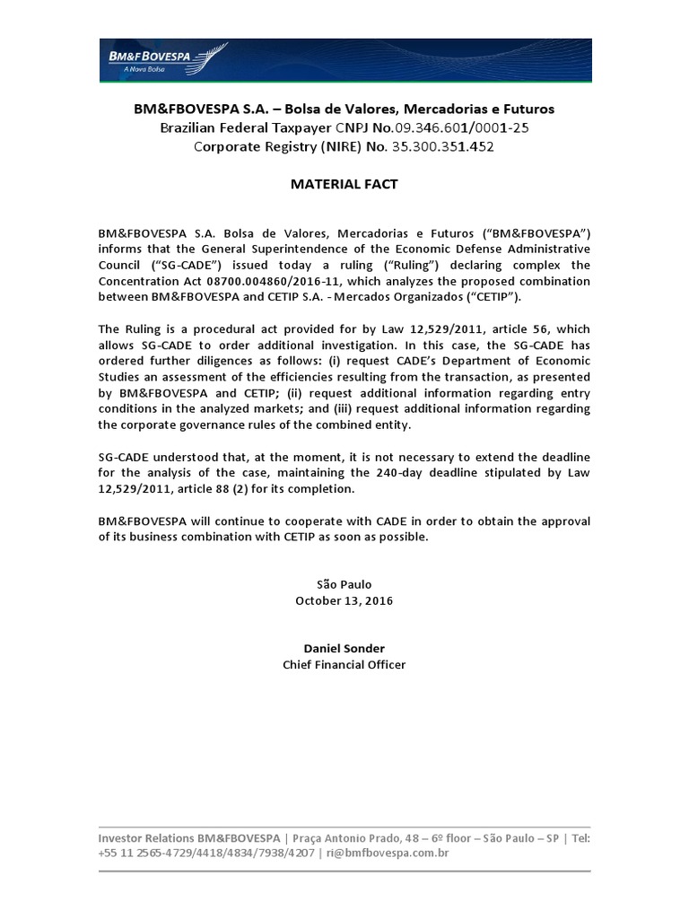 Material Fact - BM | PDF