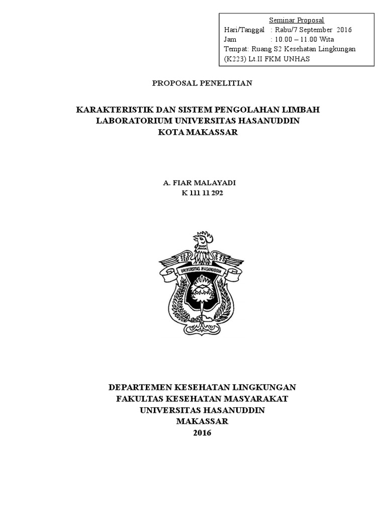 Sampul Proposal Penelitian Unhas | PDF