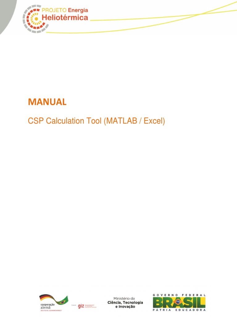 Manual - CSP Calculation Tool | PDF | Kilowatt Hour | Microsoft Excel