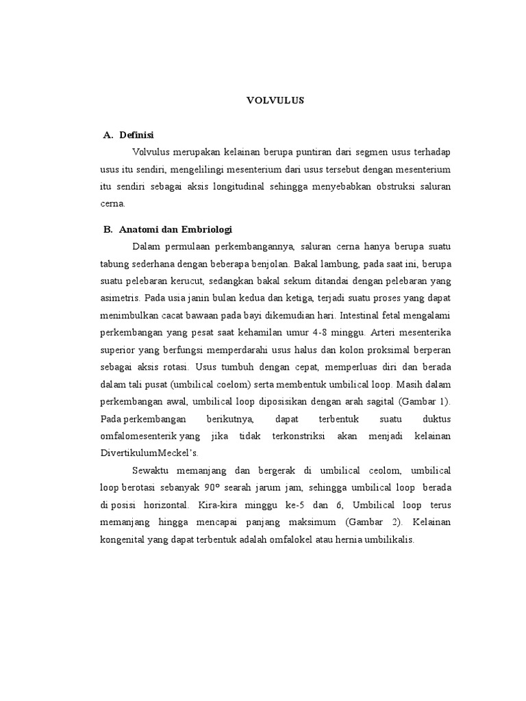 Definisi dan Klasifikasi Volvulus Usus | PDF