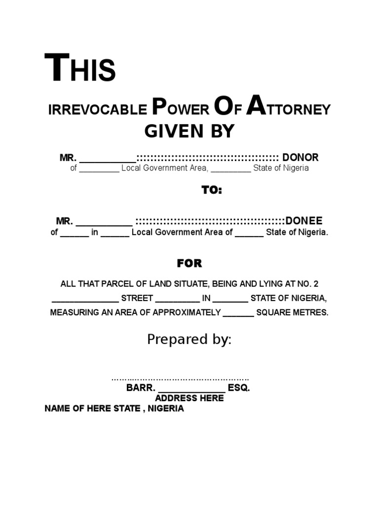 Poa | Power Of Attorney | Deed